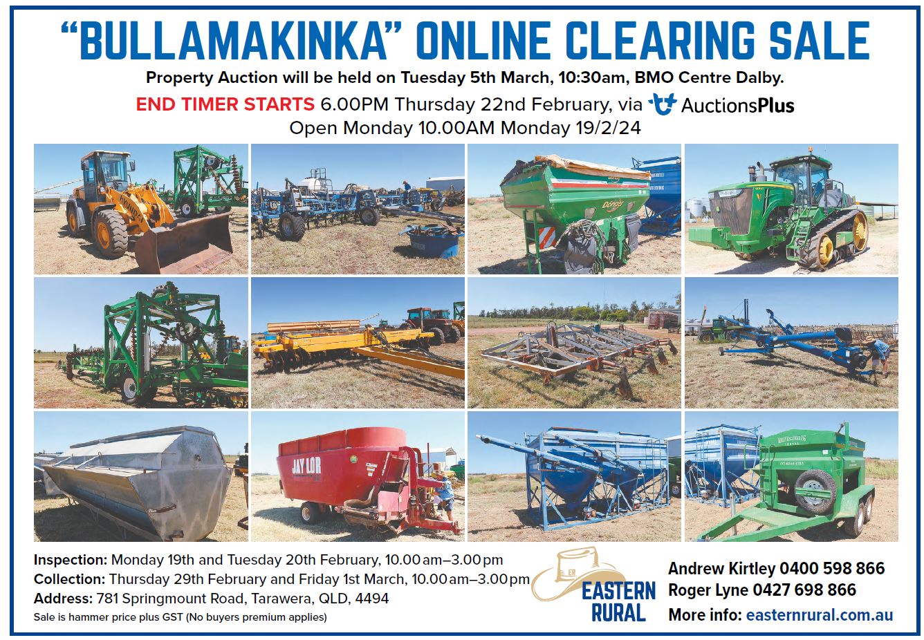 Clearing Sales - Eastern Rural Dalby Livestock & Property Agents